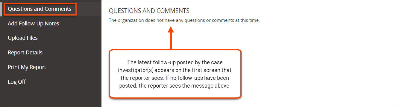 EthicsPoint: Viewing Follow-up Information as a Reporter