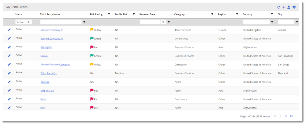 RiskRate: Use the Third Party List