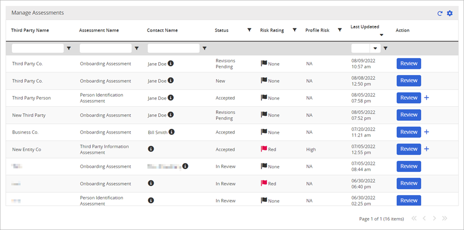 RiskRate: Managing Onboarding Assessments